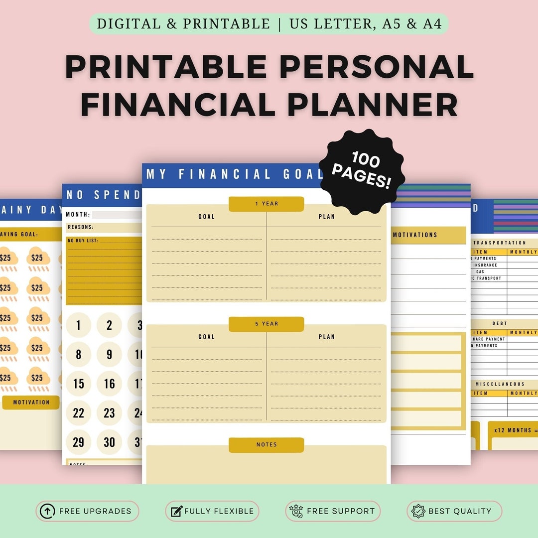 Finance Planner Bundle: Printable Personal Budget Expense Tracker, A5 ...