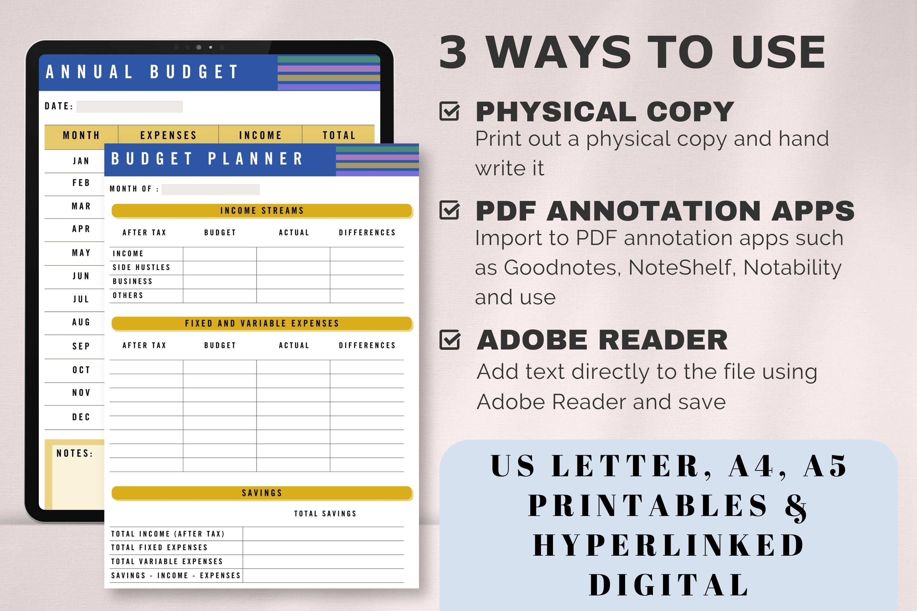 Finance Planner Bundle: Printable Personal Budget Expense Tracker, A5 ...