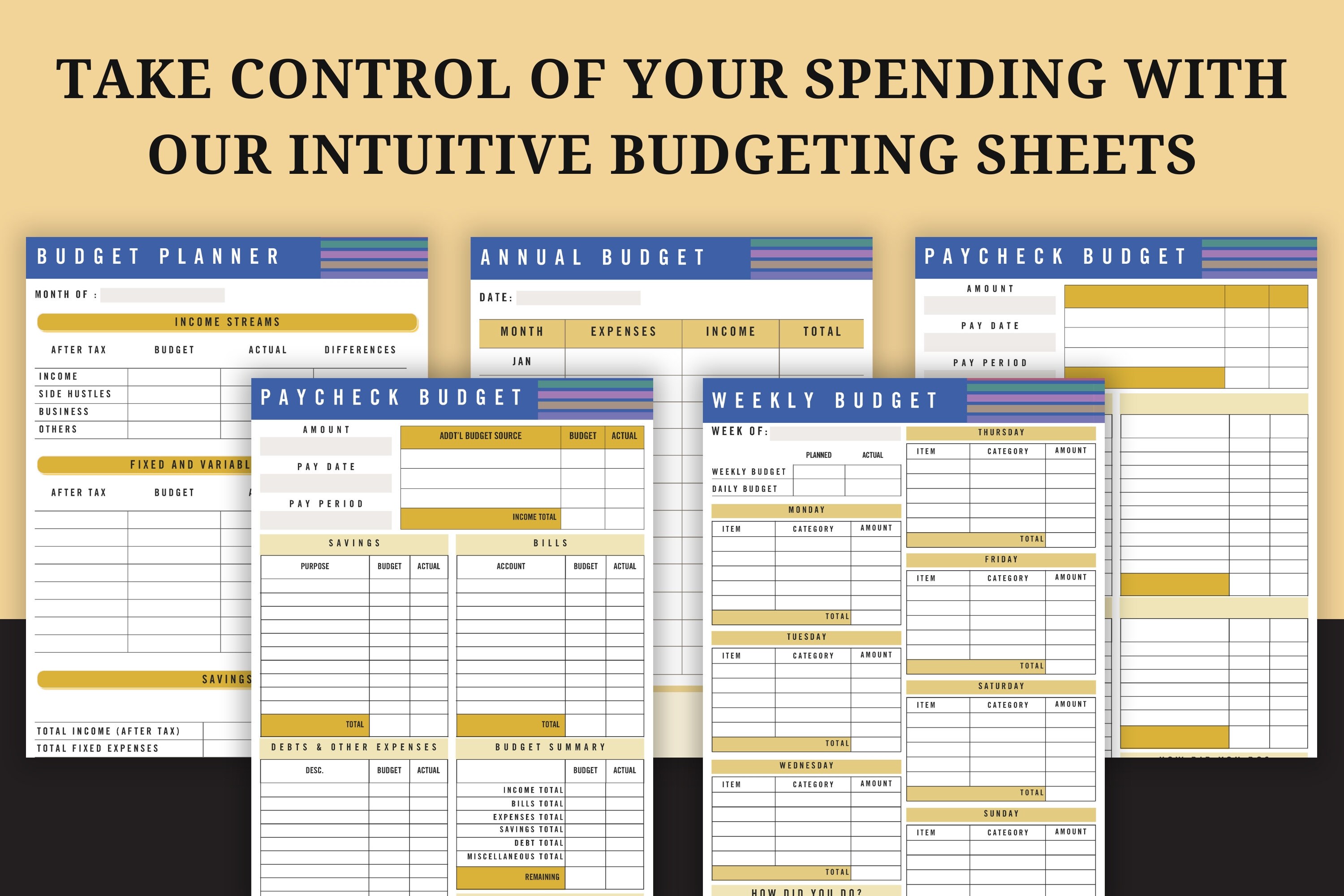 Finance Planner Printable, Monthly Budget Sheets & Worksheet, A4 A5 ...