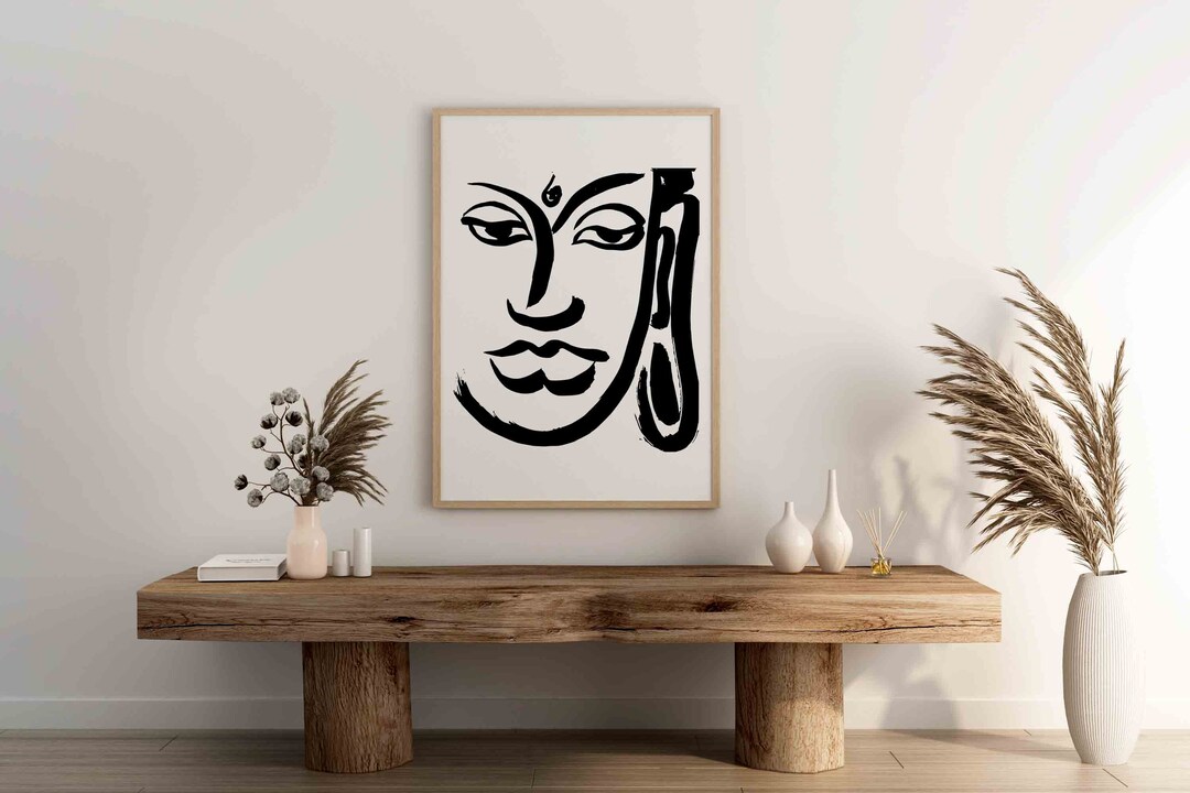 0001 Buddha Wall Art Japan Ink Painting Meditation Spiritual Minimalism ...