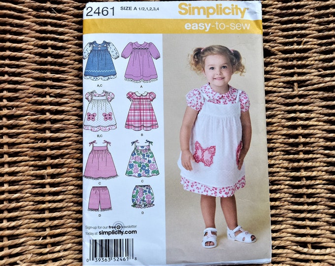 Simplicity Easy Sewing Pattern #2461 Baby Toddler Girls Multisize 1/2-4 ...