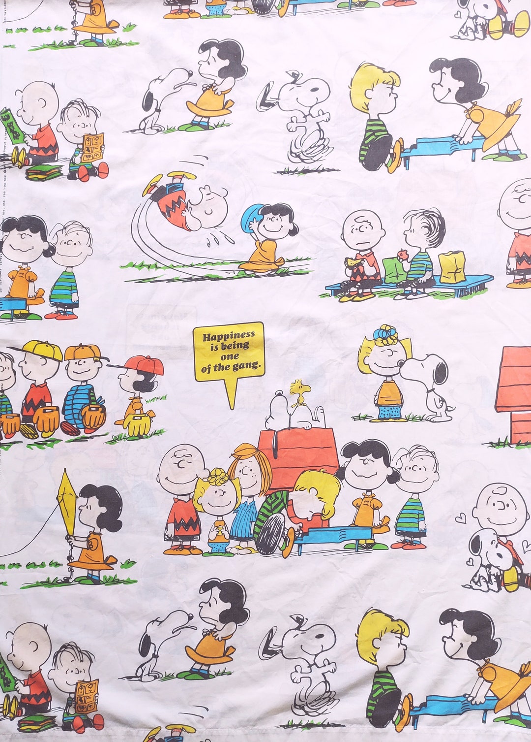 Vintage 1970s Snoopy Flat Single Sheet Twin Sheet 68.5" X 96.5" Schulz ...