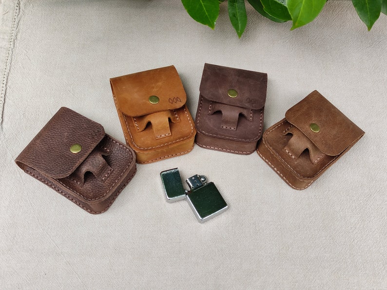 Leather Handmade Cigarette and Lighter Zippo Style Case Holder - Etsy