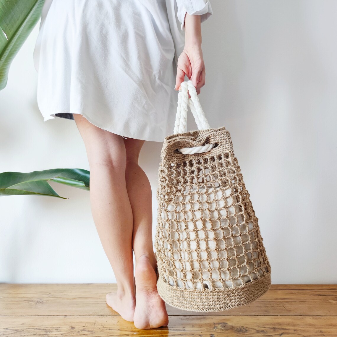 Handmade Jute Net Beach Bag Farmers Market Bag Crochet Kit | Etsy