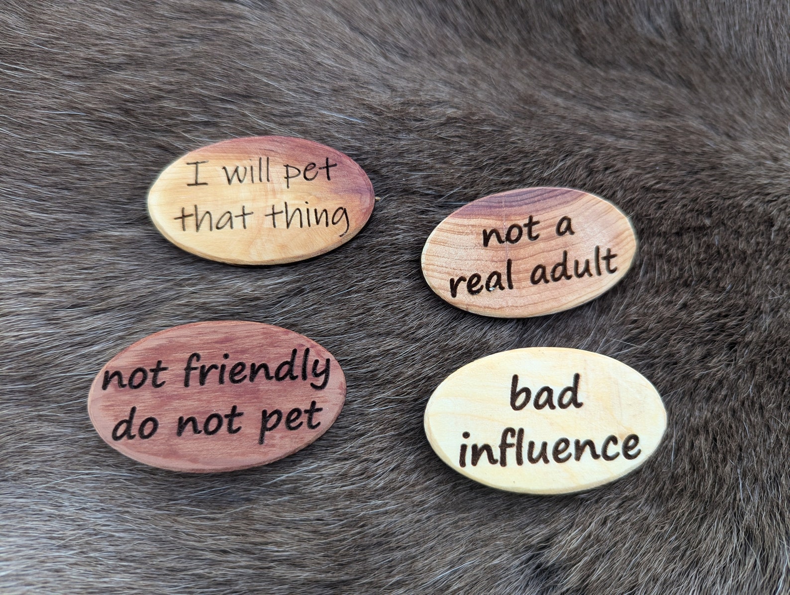 Ren Faire Festival Natural Cedar Wood Pins Funny Descriptive Pins - Etsy