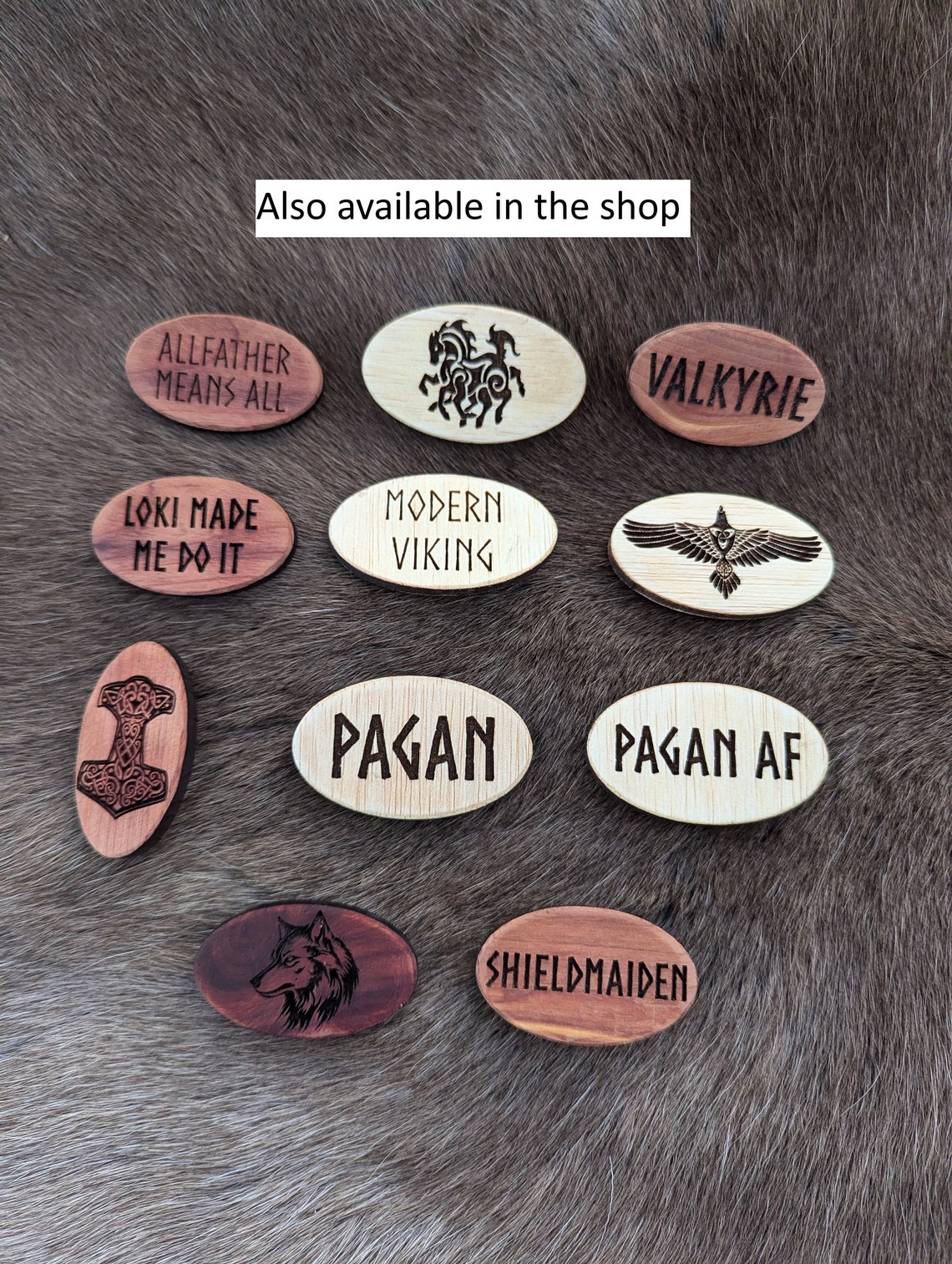 Ren Faire Festival Natural Cedar Wood Pins Witchy Pagan Pins - Etsy