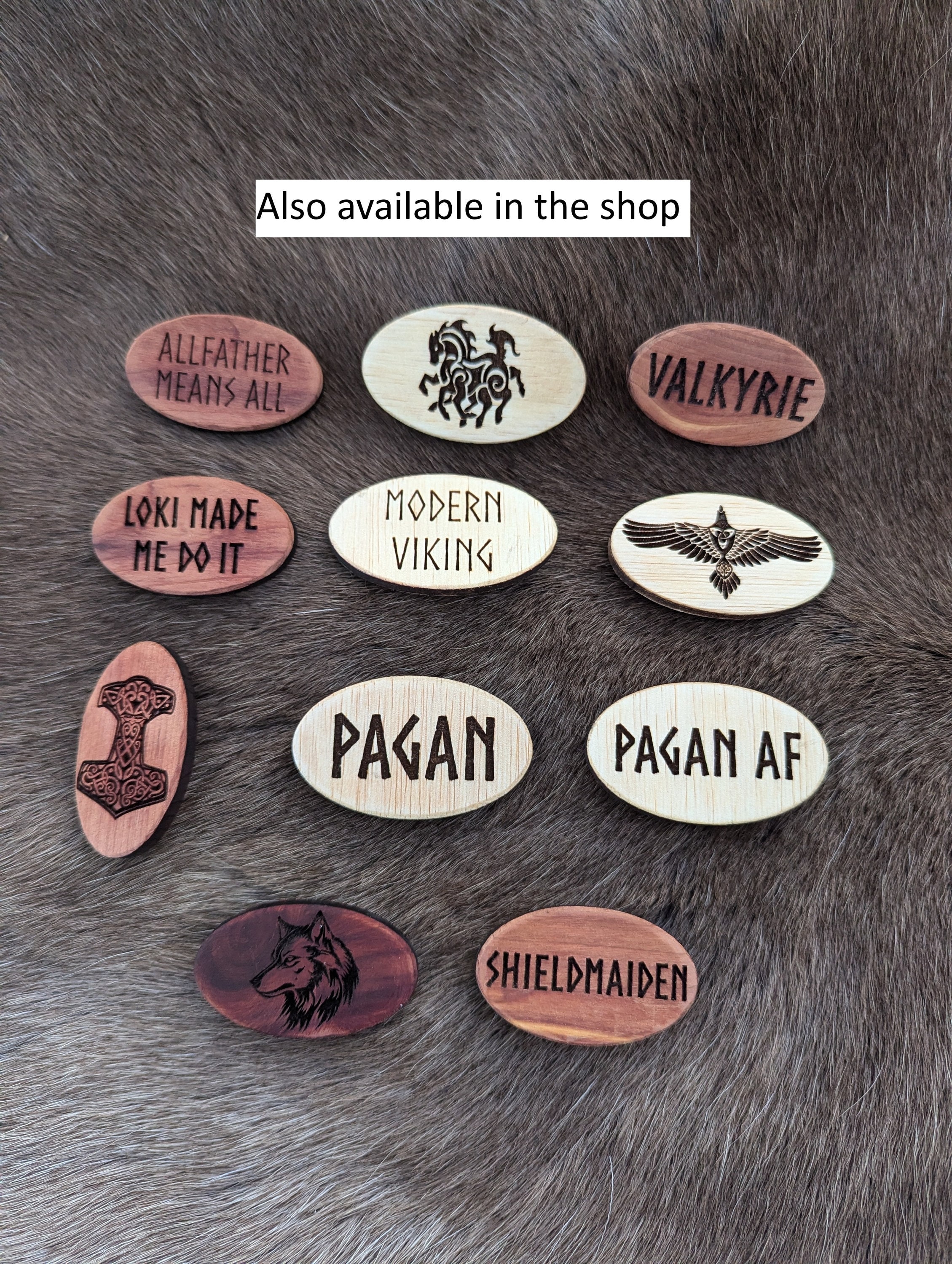 Ren Faire Festival Natural Cedar Wood Pins Witchy Pagan Pins - Etsy