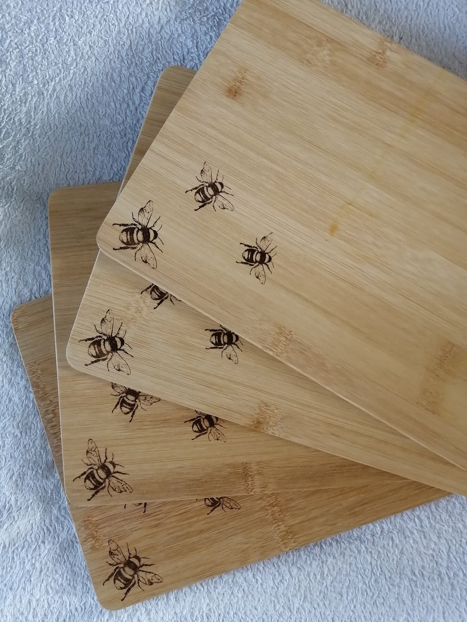 Natural Bamboo Set 1 Placemat and 1 Coaster Bee Engraved in - Etsy