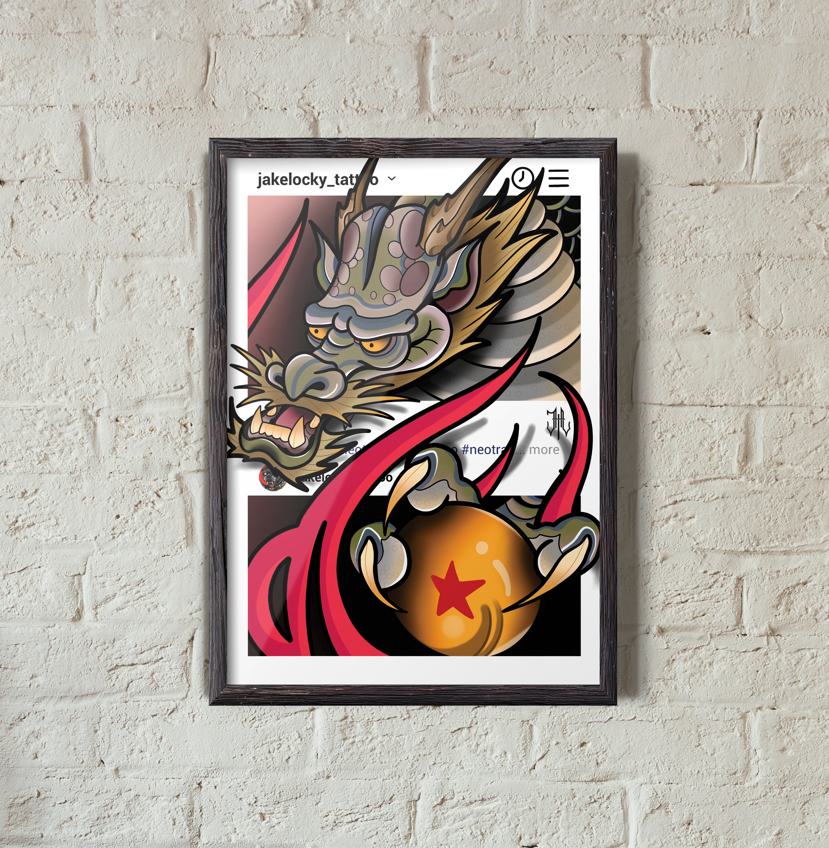 Instagram Dragon Neo-traditional Tattoo Style Illustration - Etsy