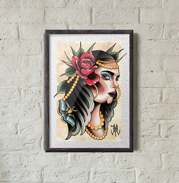 Neo Traditional Girl Head