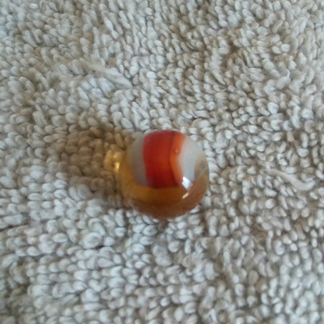 Vitro Helmet Marbles HTF Golden Clear Glass Base Honey Color Deep ...