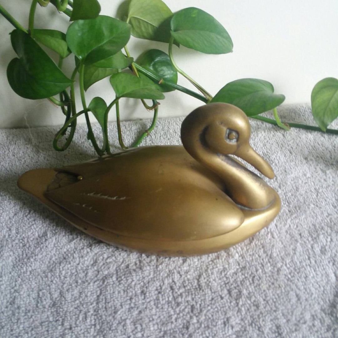 Brass Duck Sculpture Solid Brass Duck Removable Lid for Storage/stash ...