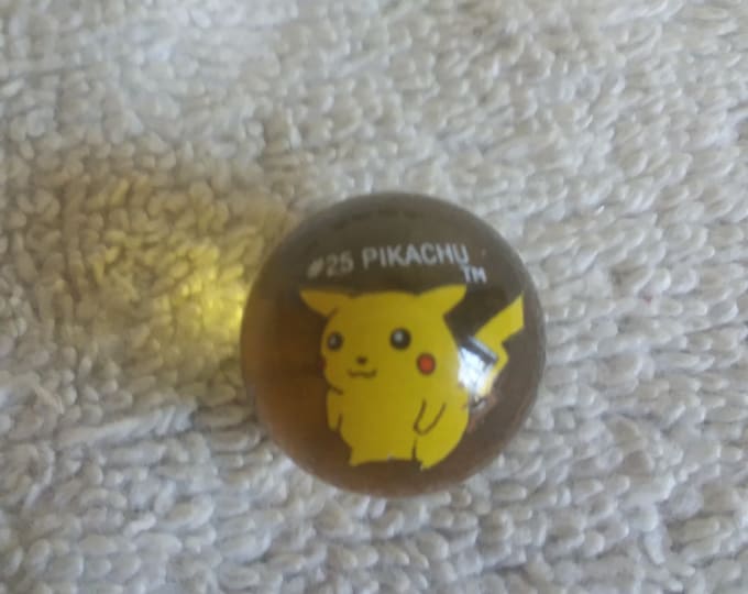 Vintage Pokemon Marbles #25 Pikachu on Amber Glass Marble Shooter in ...