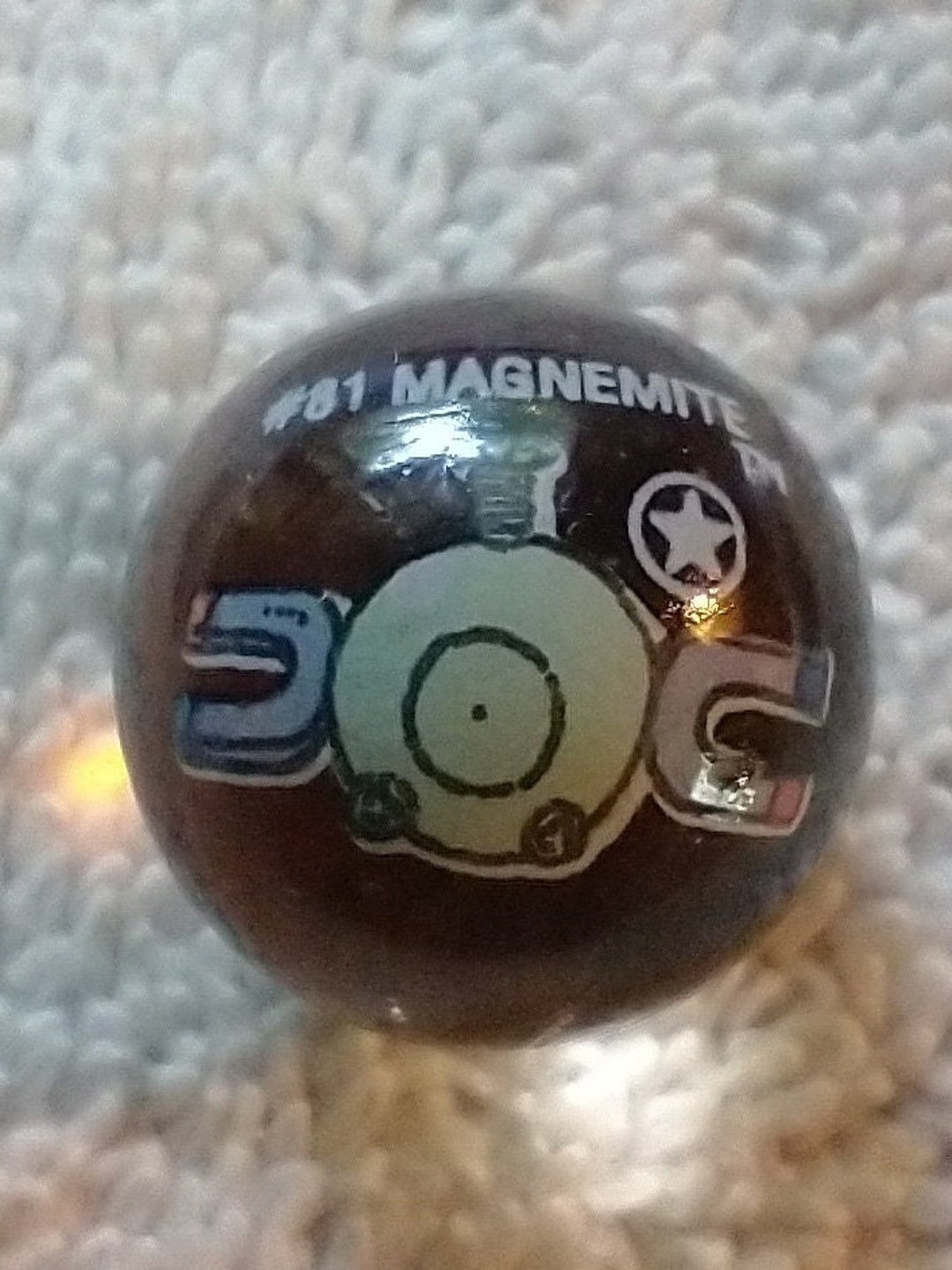 Vintage Pokemon Marble 81 Magnemite on Light Purple Clear Glass Base ...