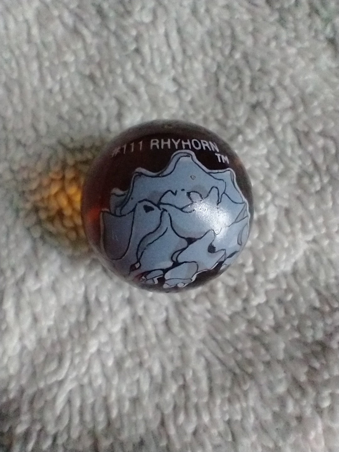 Vintage Pokemon Marbles #111 Rhyhorn on Root Beer Clear Glass Base ...