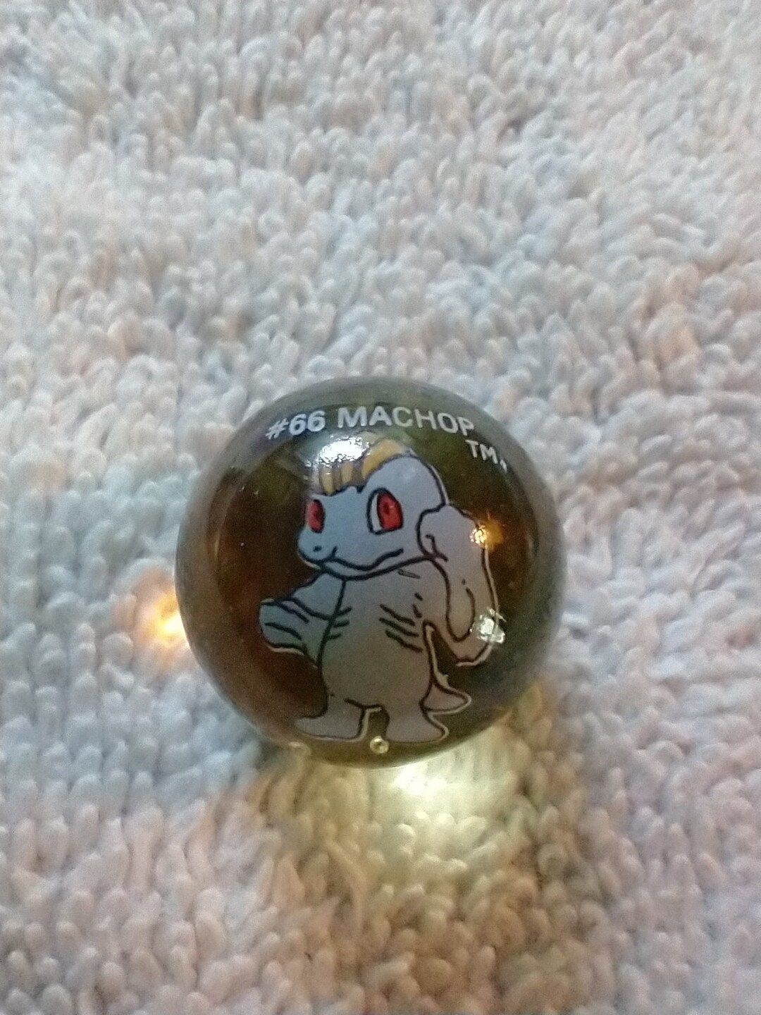 Vintage Pokemon Marble #66 Machop on Light Green Clear Glass Base ...