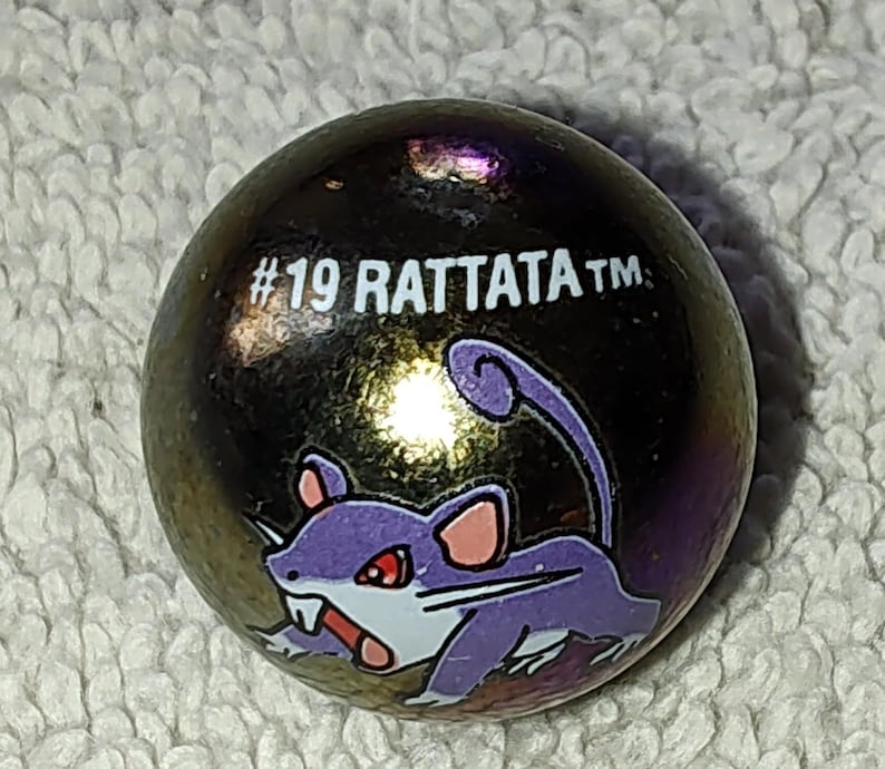 Vintage Pokemon Marbles #19 Rattata Holo Foil Metallic Glass Marbles ...