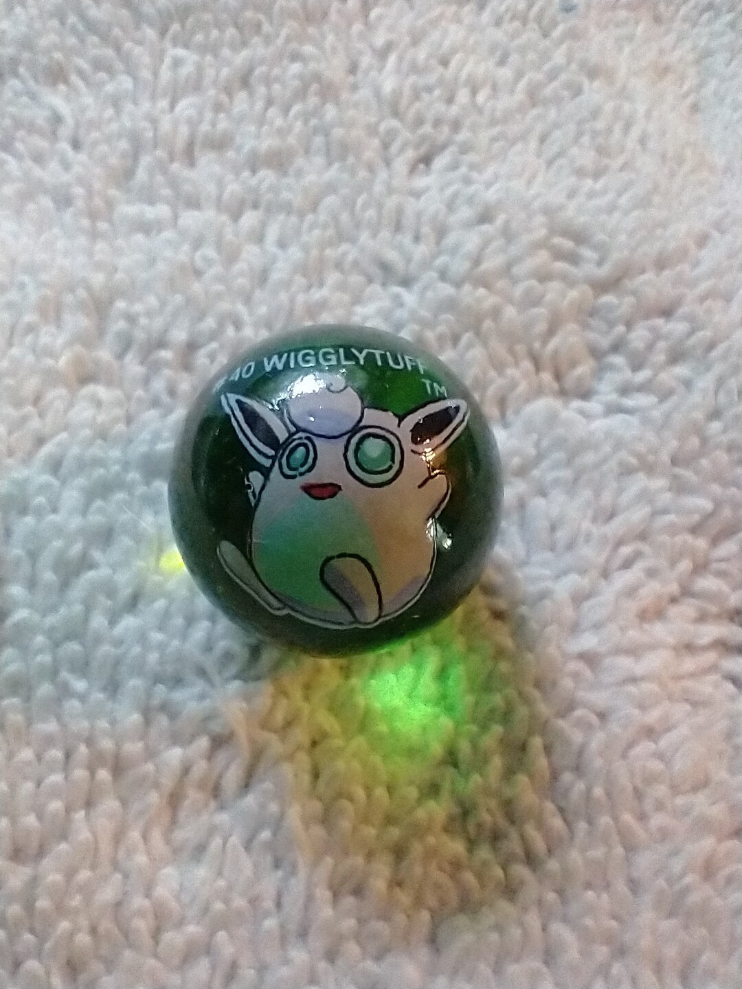 Vintage Pokemon Marble #40 Wigglytuff on Green Glass Shooter Marble ...