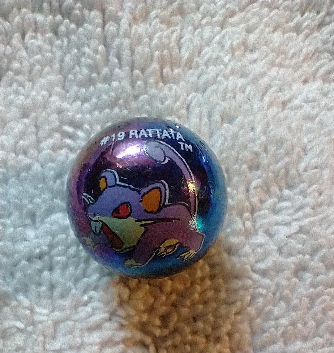 Vintage Pokemon Marbles #19 Rattata Holo Foil Metallic Glass Marbles ...