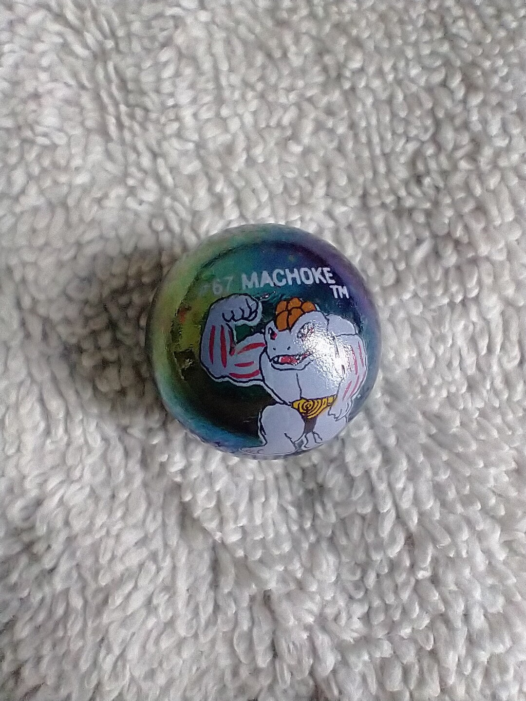 Vintage Pokemon Marble, #67 Machoke Holo Foil Metallic Glass Marble ...