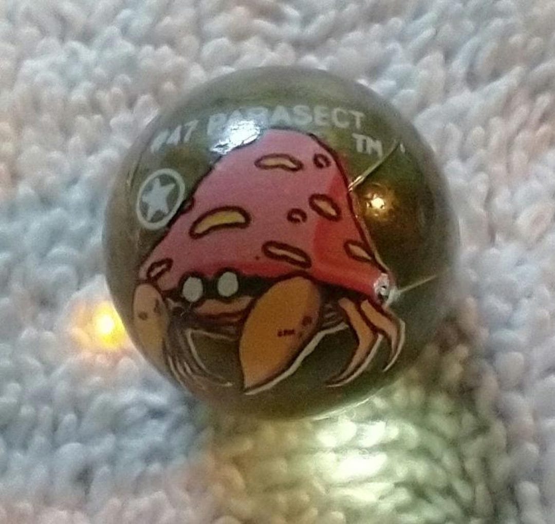 Vintage Pokemon Marble #47 Parasect on Light Green Clear Glass Base ...