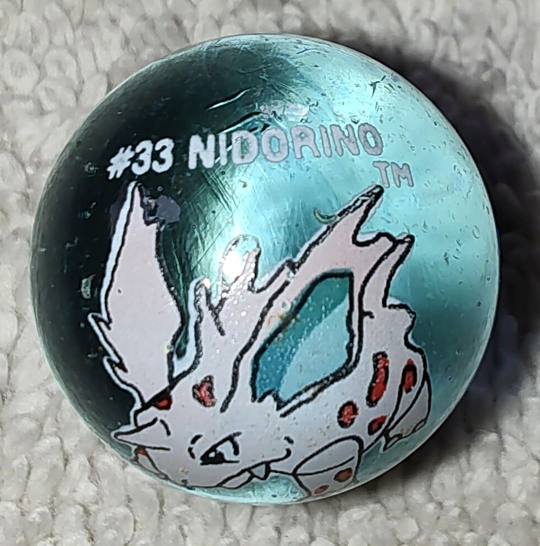 Vintage Pokemon Marbles #33 Nidorino on Light Blue Glass Marble Mint ...
