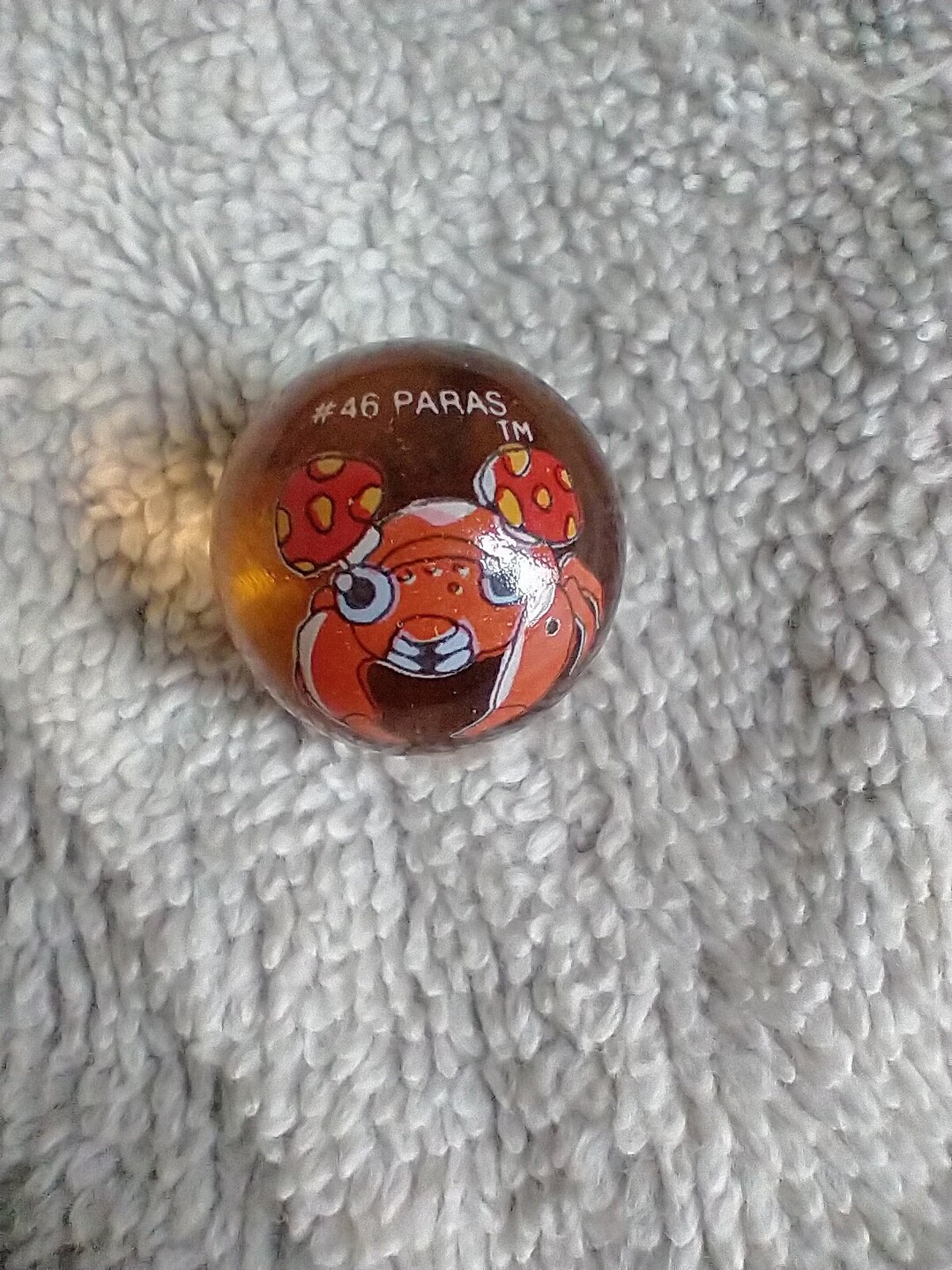 Vintage Pokemon Marble #46 Paras on Peach Glass Shooter Marble 1998 Toy ...