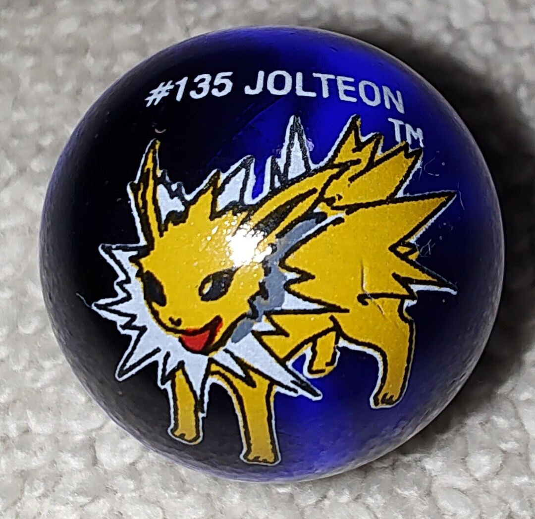 Vintage Pokemon Marbles #135 Jolten on Cobalt Blue Glass Marble Shooter ...