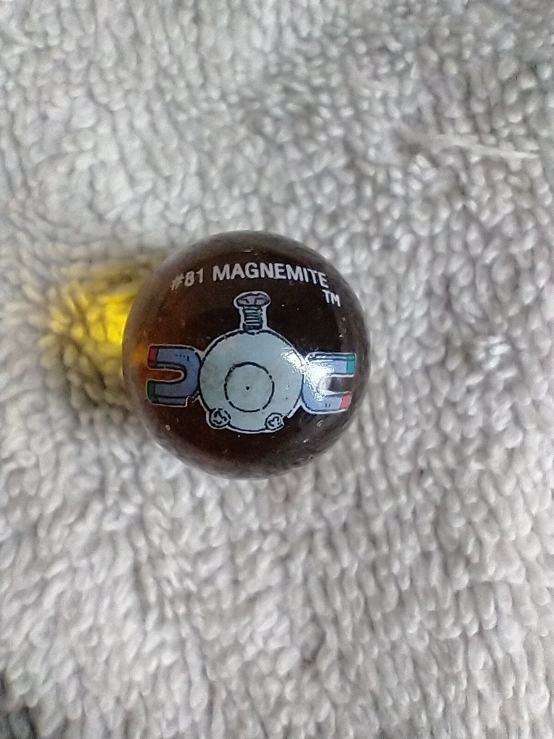 Vintage Pokemon Marble #81 Magnemite on Amber Glass Shooter Mint ...