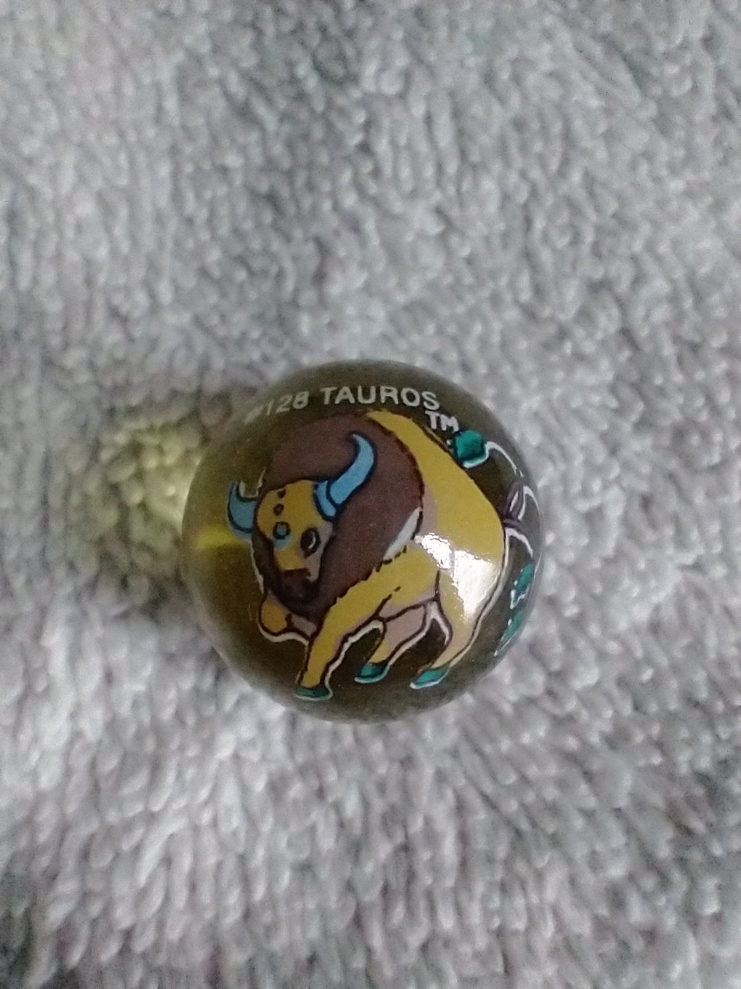 Vintage Pokemon Marble #128 Tauros on Yellow Glass Shooter Marble 1998 ...