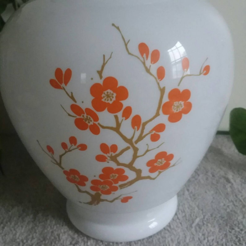 Vintage Ginger Jar AVON Made in Italy White Glass Orange and - Etsy