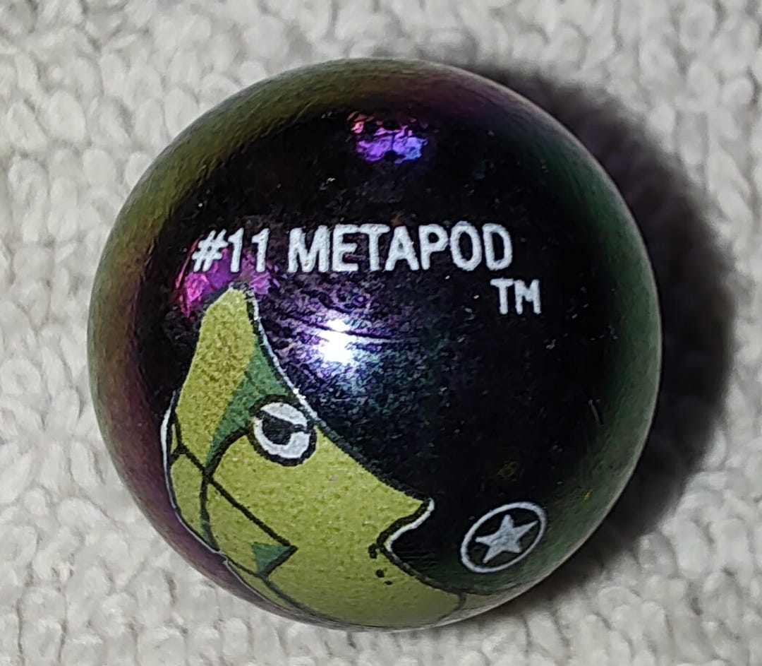 Vintage Pokemon Marbles #11 Metapod on Holo Metallic Foil Glass Marble ...