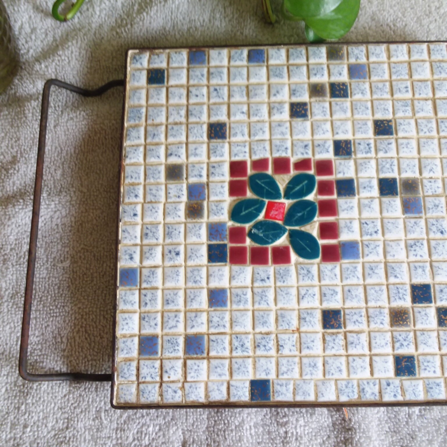 Vintage Mosaic Tile Trivet 1950s Hand Crafted Tile Trivet Ceramic Tile ...