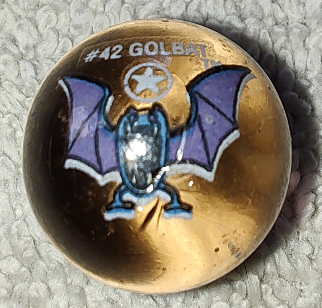 Vintage Pokemon Marbles #42 Golbat on Light Purple Clear Glass Base ...