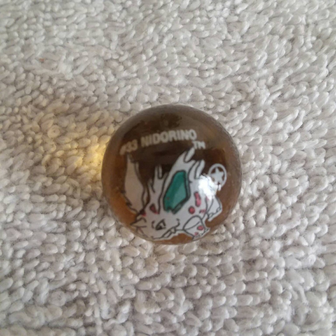 Vintage Pokemon Marbles #33 Nidorino on Amber Glass Marble 1st Edition ...