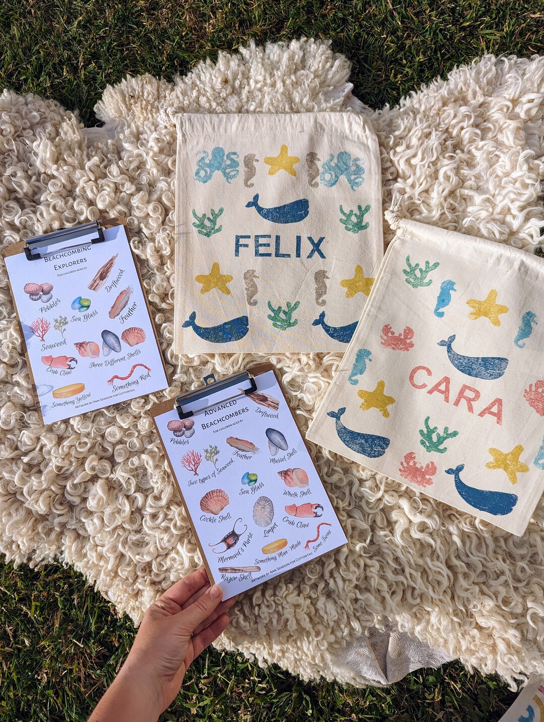 Personalized Beachcombing Set: Hand-printed Bag & Scavenger Hunt - Etsy