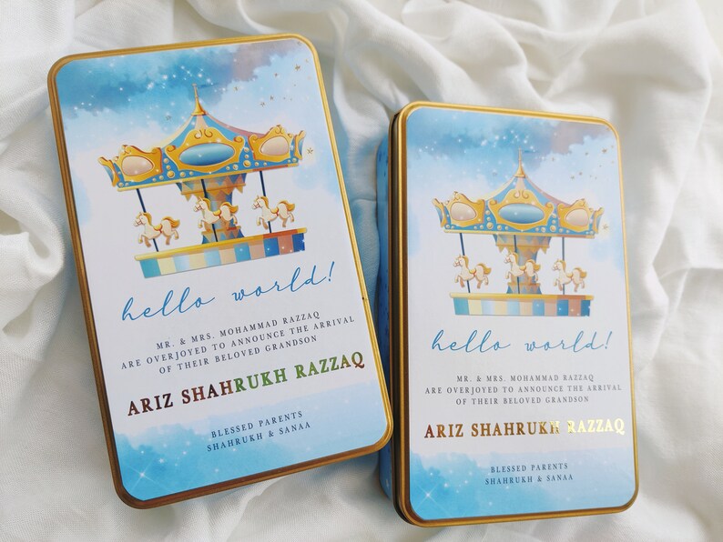 Custom Mithai Box, Personalized Baby Favor Box, Indian Sweet Box, Tin ...