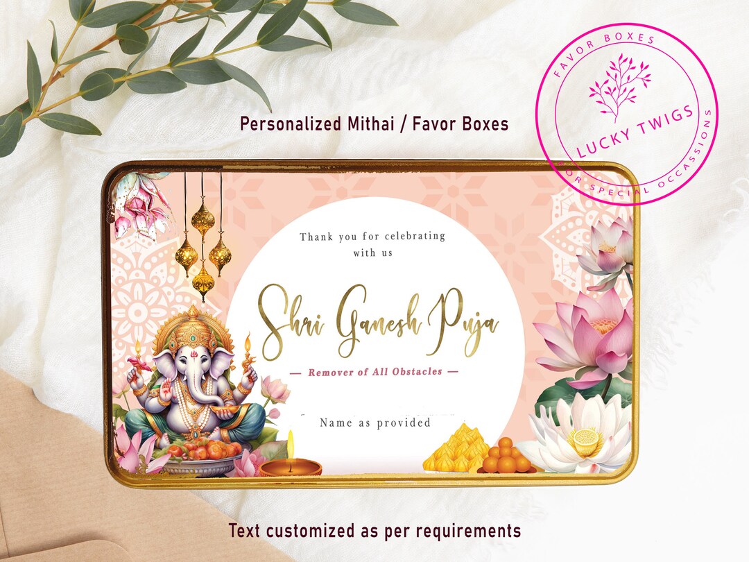 Personalized Ganesh Puja Box Custom Ganesh Mithai Box Indian Sweet Box ...