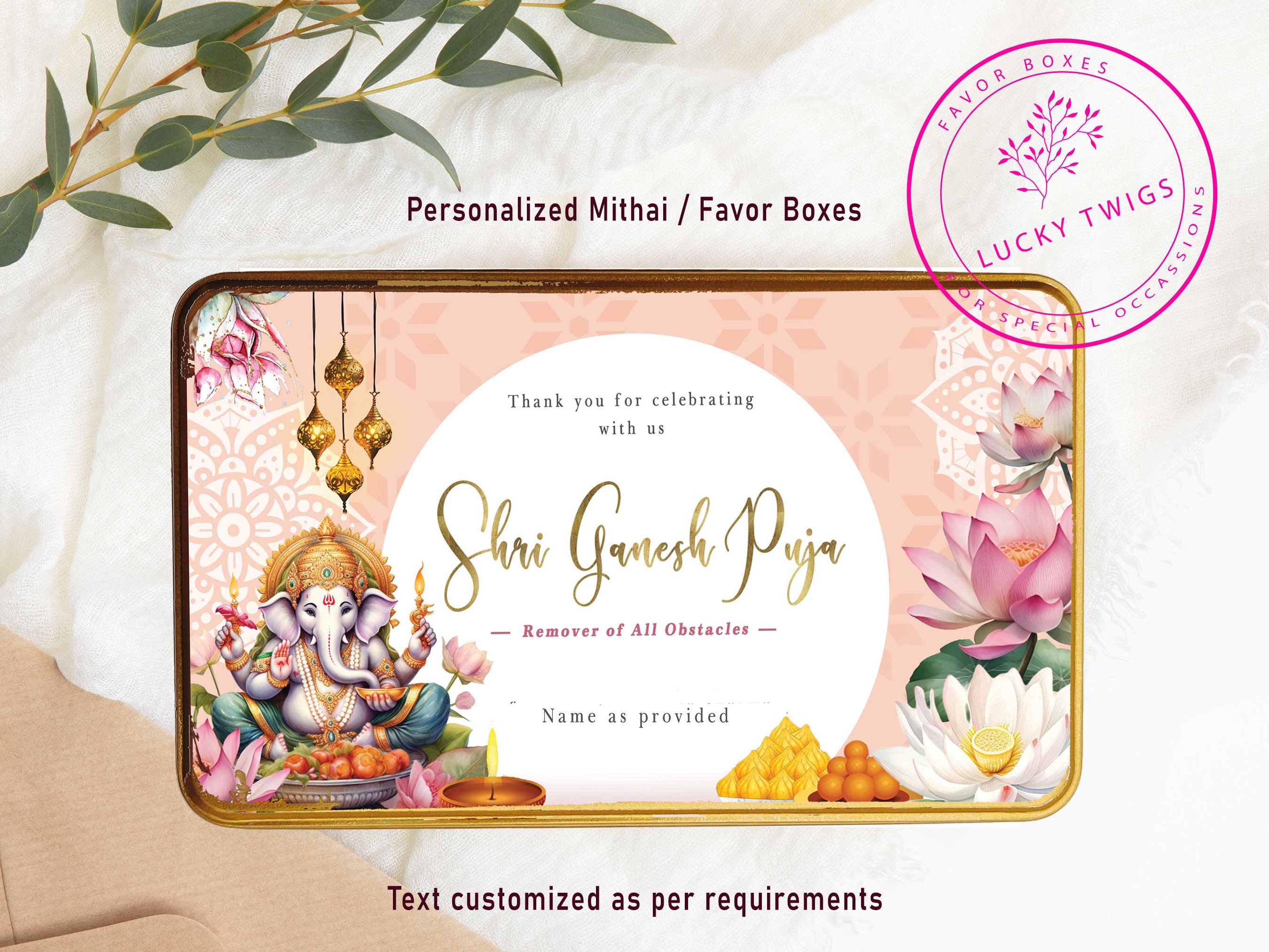 Personalized Ganesh Puja Box Custom Ganesh Mithai Box Indian Sweet Box ...
