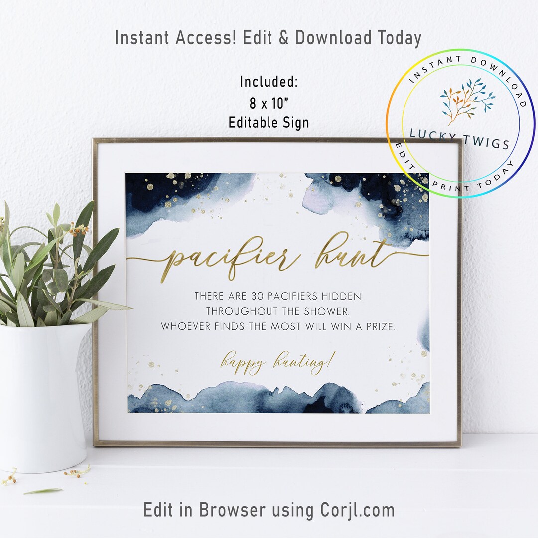 Pacifier Hunt Game Sign Printable, Baby Shower Game, Twinkle Twinkle ...