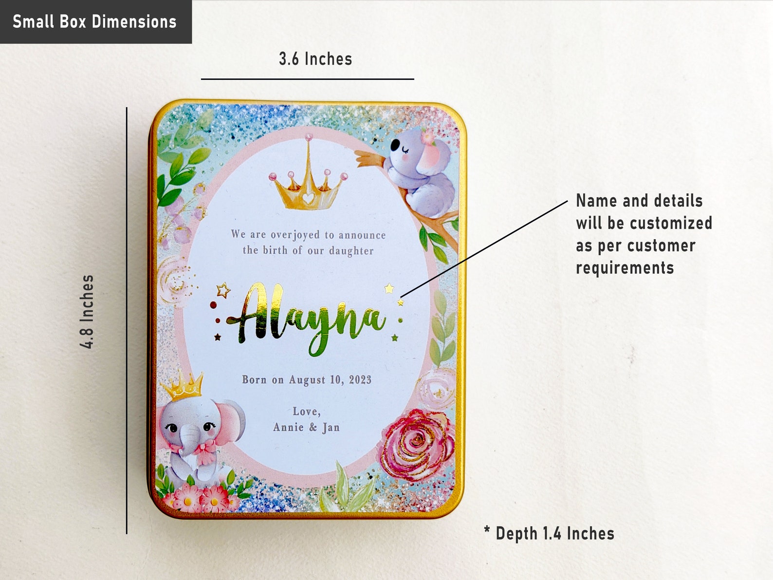 Custom Mithai Box, Personalized Baby Favor Box, Indian Sweet Box, Tin ...