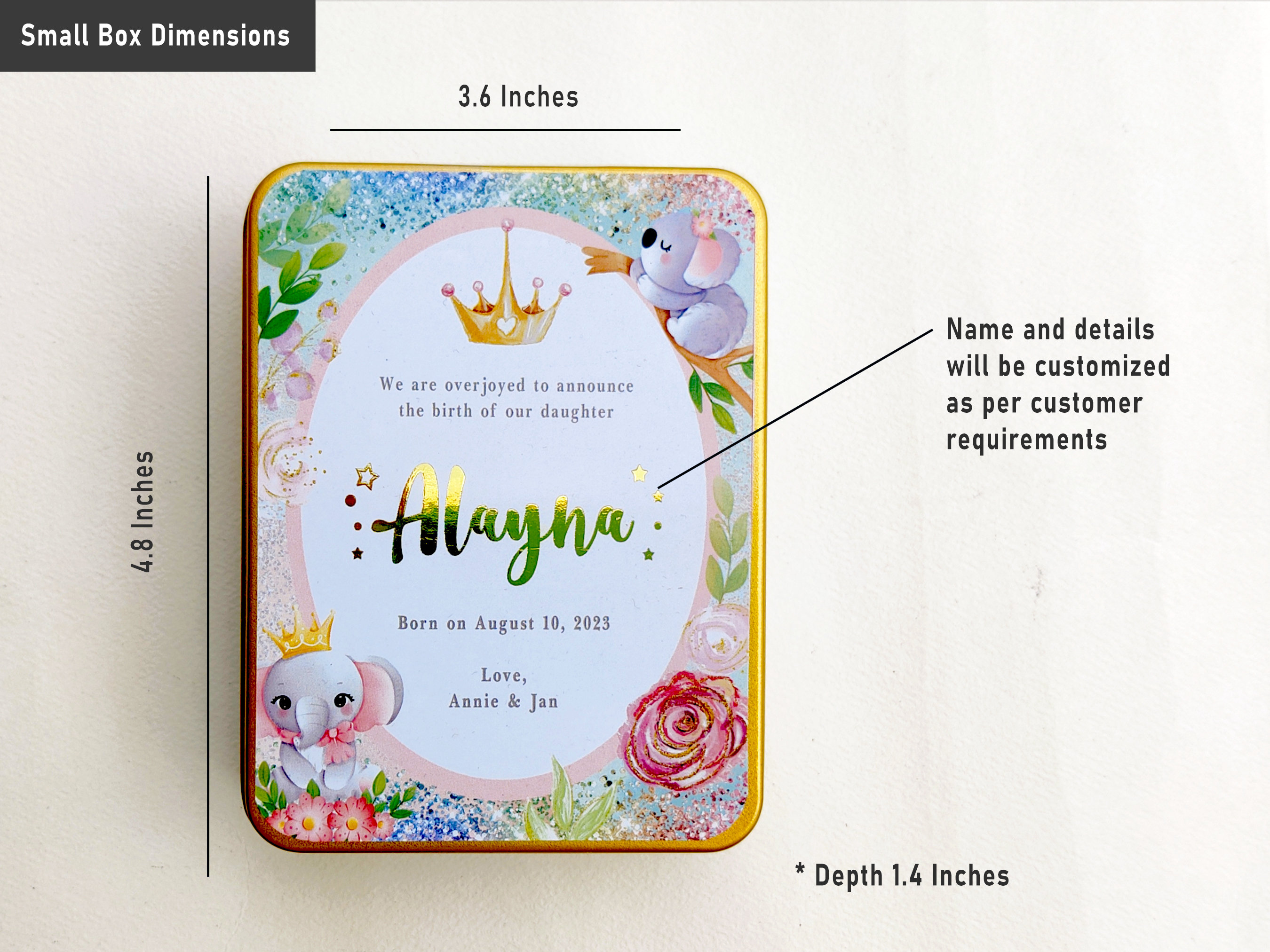 Custom Mithai Box, Personalized Baby Favor Box, Indian Sweet Box, Tin ...