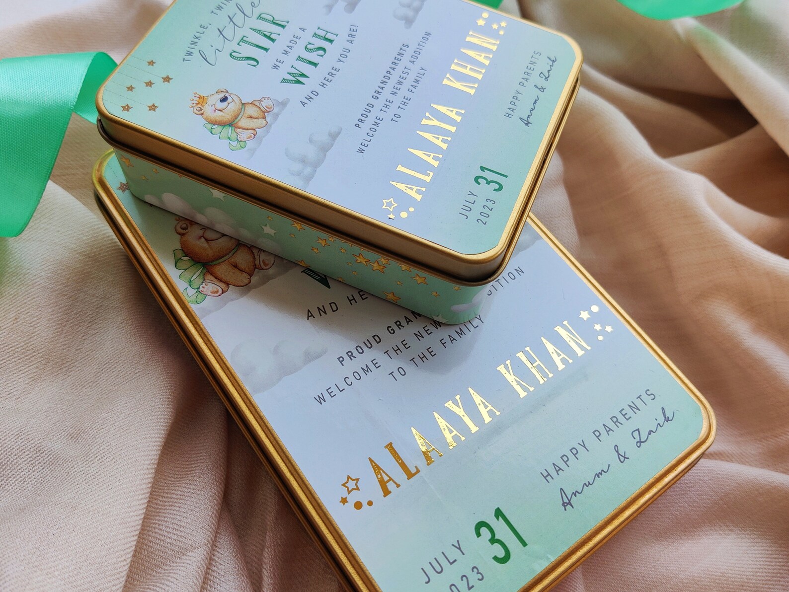 Custom Mithai Box, Personalized Baby Favor Box, Indian Sweet Box, Tin ...