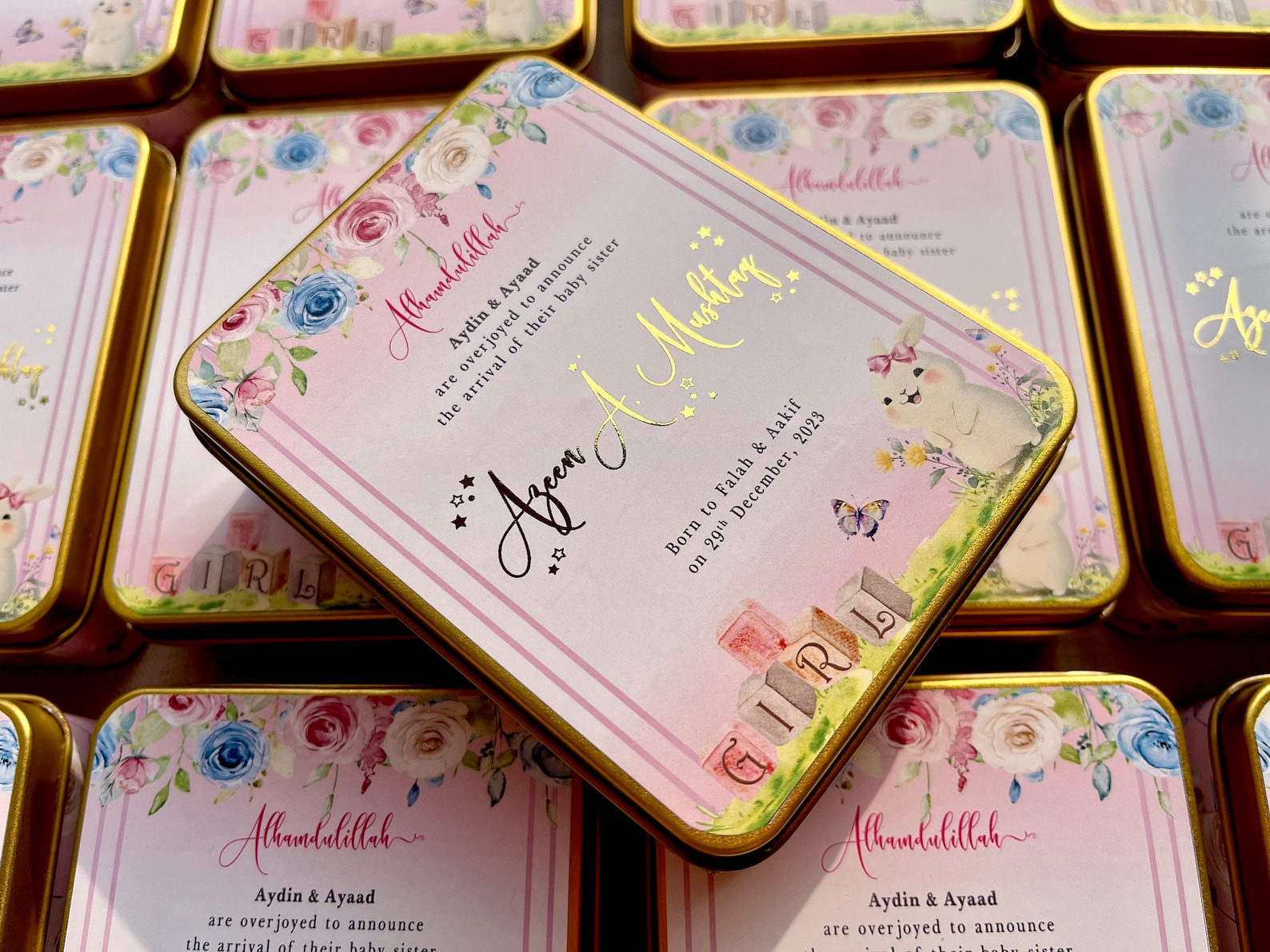 Custom Mithai Box, Personalized Baby Favor Box, Indian Sweet Box, Tin Box, Personalized Baby ...