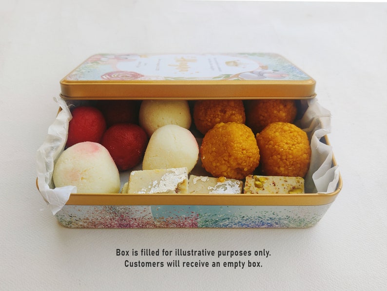 Custom Mithai Box, Personalized Baby Favor Box, Indian Sweet Box, Tin ...