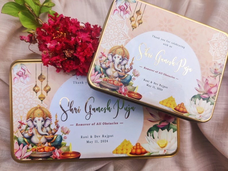 Personalized Ganesh Puja Box| Custom Ganesh Mithai Box| Indian Sweet ...