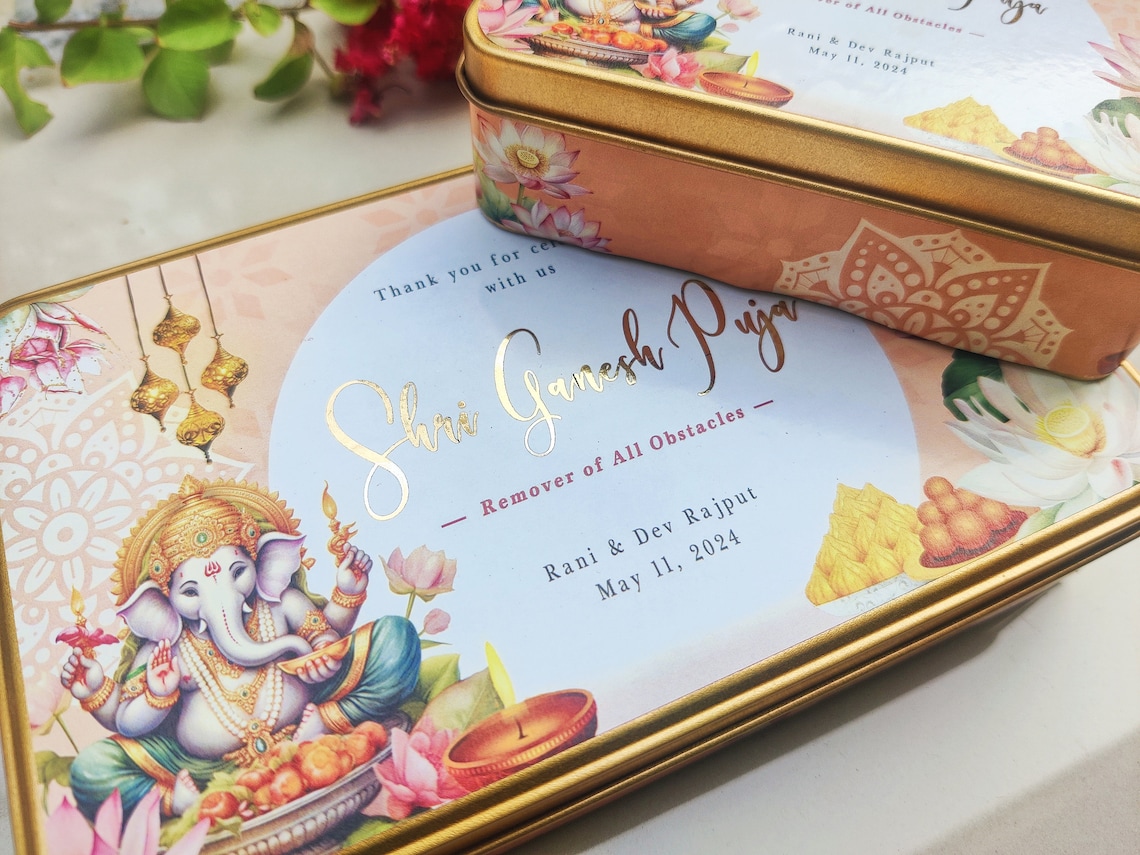 Personalized Ganesh Puja Box| Custom Ganesh Mithai Box| Indian Sweet ...