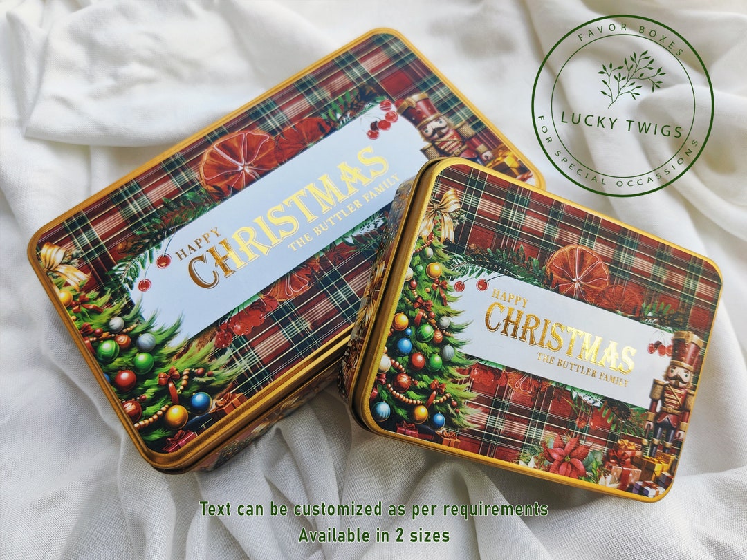 Personalized Christmas Tin Box| Custom Christmas Gift Box| Christmas ...