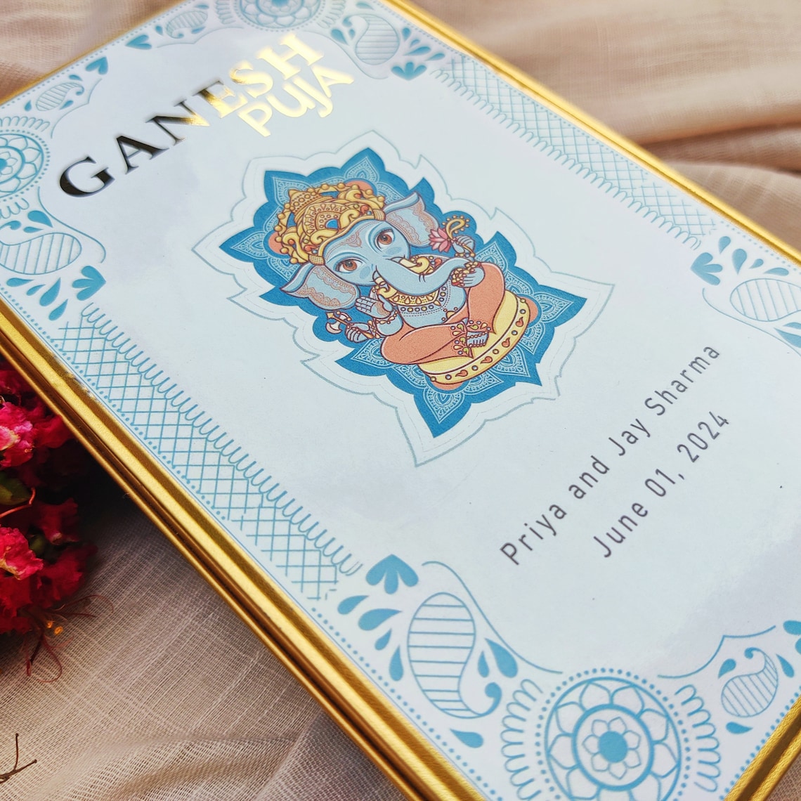 Personalized Ganesh Puja Box| Custom Ganesh Mithai Box| Indian Sweet ...