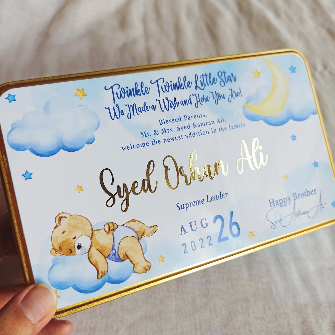 Custom Mithai Box, Personalized Baby Favor Box, Indian Sweet Box, Tin ...